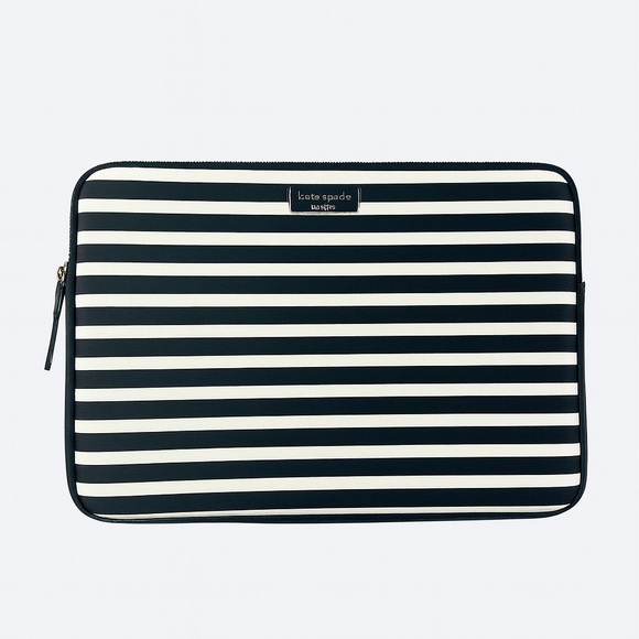 kate spade | Bags | Kate Spade New York Black White Striped Laptop Bag ...